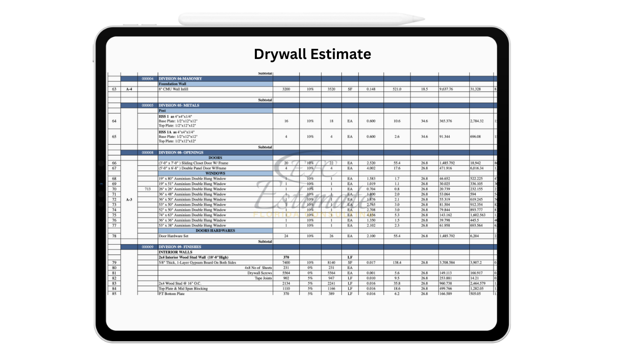 Drywall Cost Estimator in Altamonte Springs - Estimate Florida Consulting